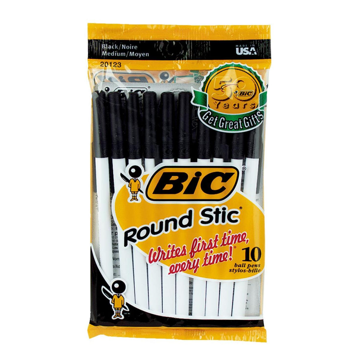 Bic Round Stic Medium Point Black Ball Pen (10-Pack) - Guntersville ...